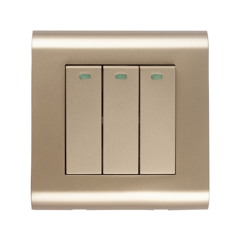 Modular Gold Three Gang One Way Switch - Hardware, Homeware & Lifestyle
