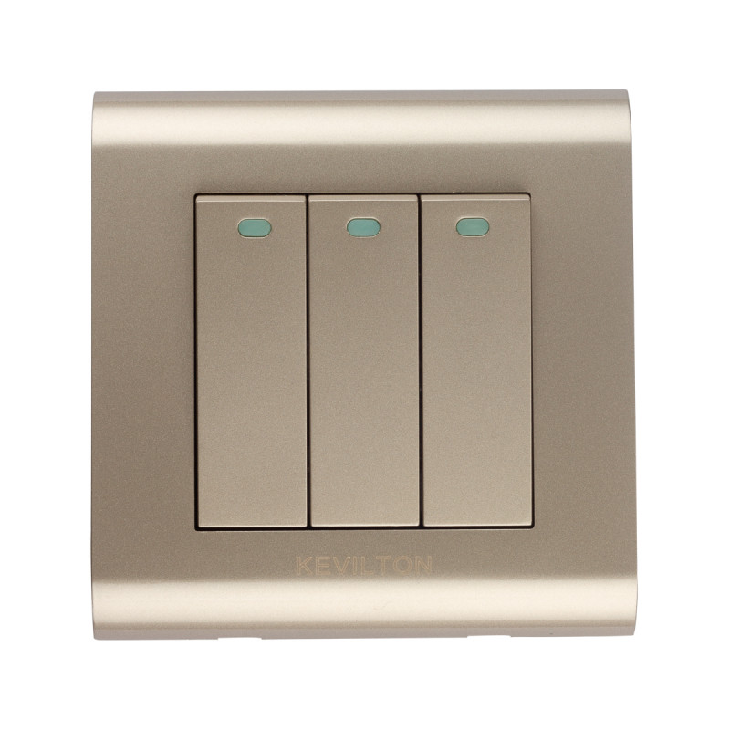Modular Gold Three Gang Two Way Switch - Hardware, Homeware & Lifestyle