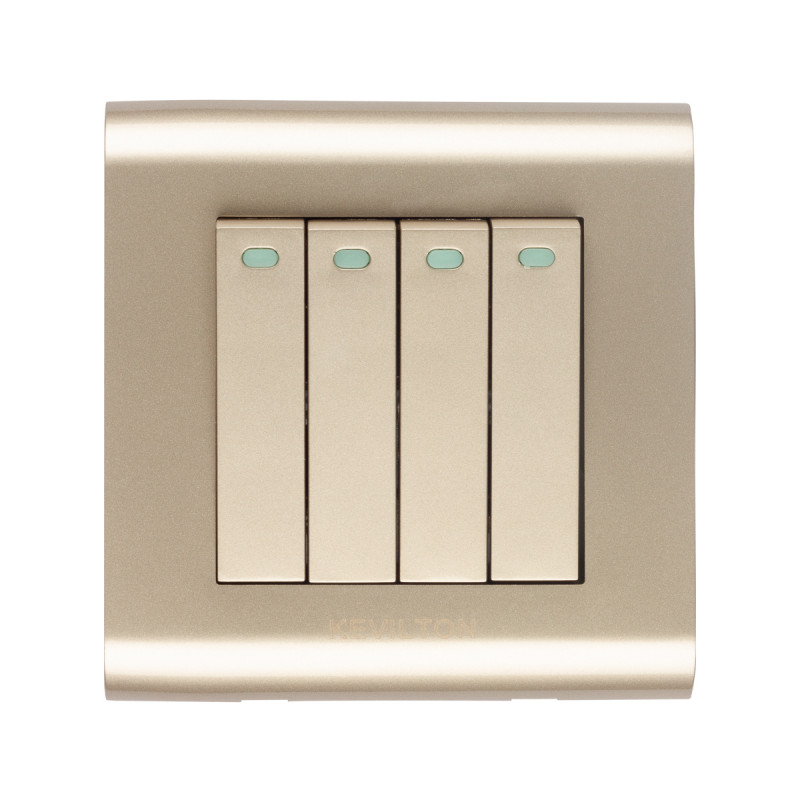 Modular Gold Four Gang Two Way Switch - Hardware, Homeware & Lifestyle