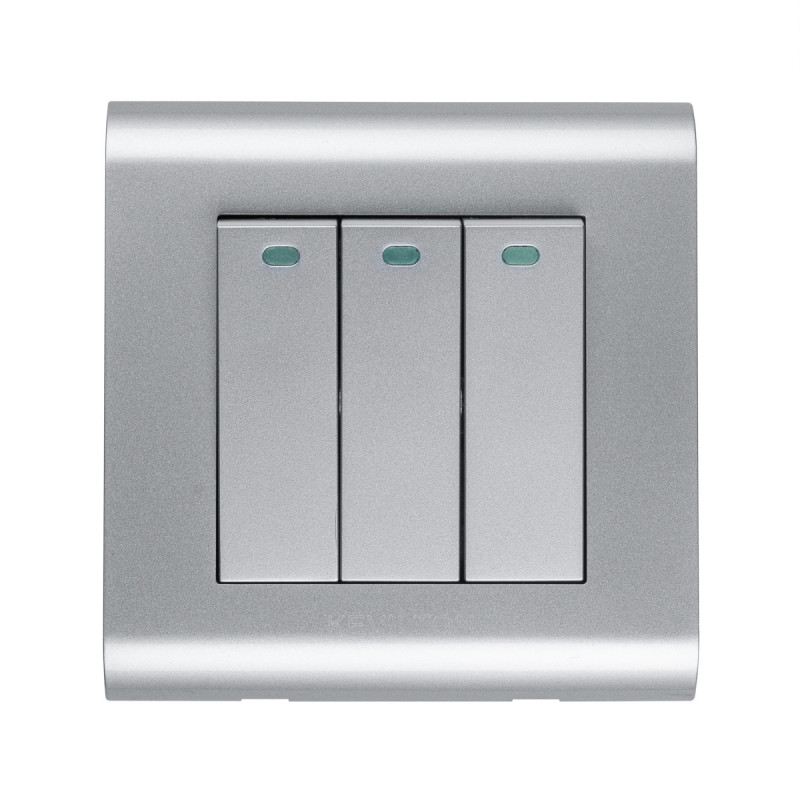 Modular Silver Three Gang One Way Switch - Hardware, Homeware & Lifestyle