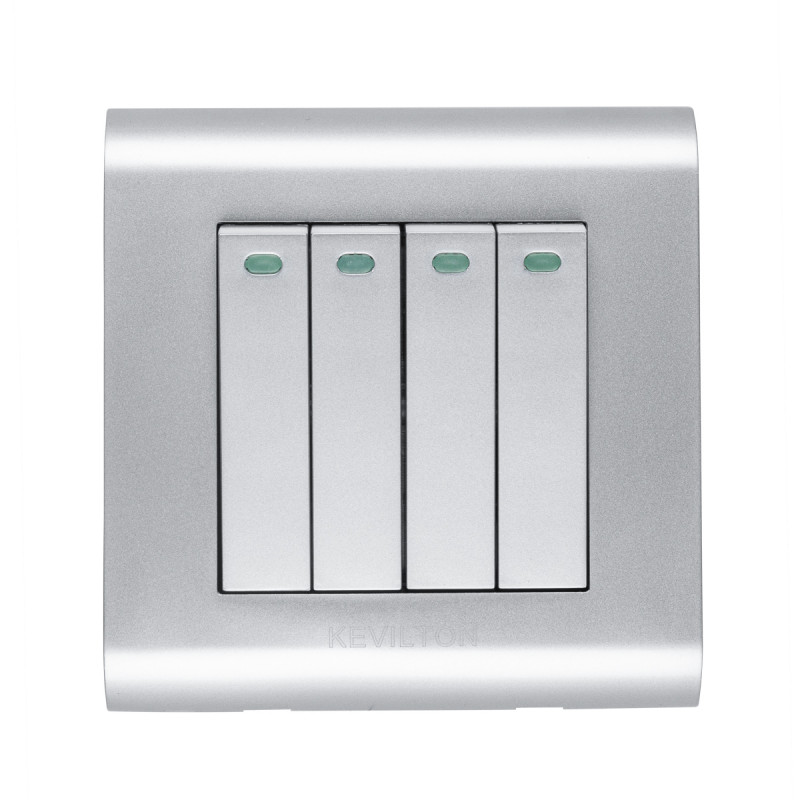 Modular Silver Four Gang One Way Switch - Hardware, Homeware & Lifestyle