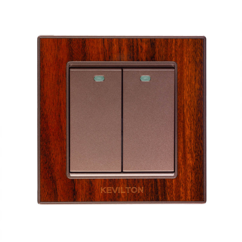 Nature Mahogany Two Gang One Way Switch - Hardware, Homeware & Lifestyle