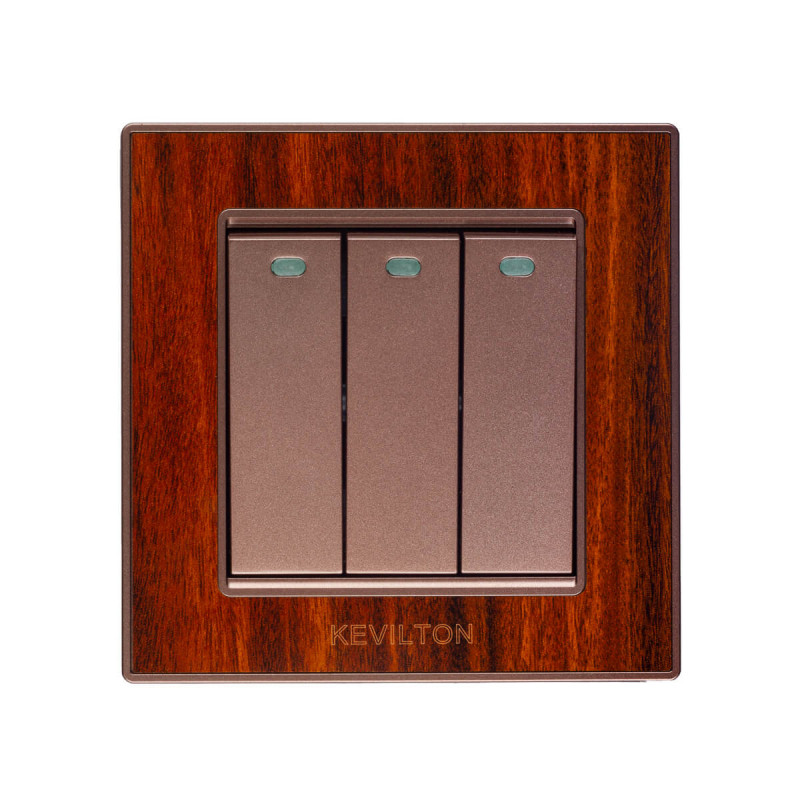 Nature Mahogany Three Gang One Way Switch - Hardware, Homeware & Lifestyle