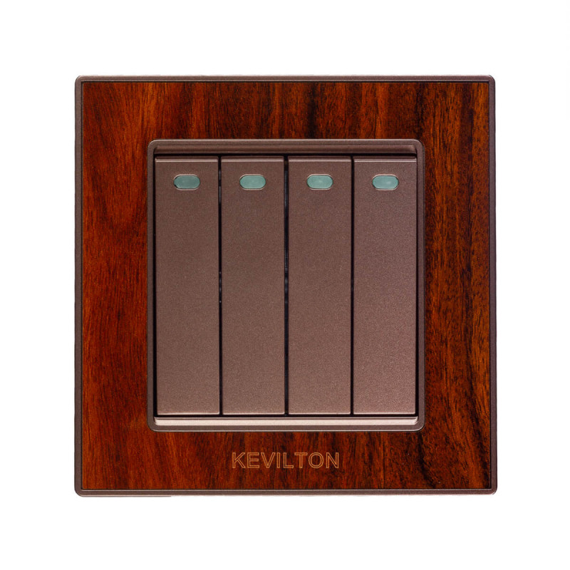 Nature Mahogany Four Gang Two Way Switch - Hardware, Homeware & Lifestyle