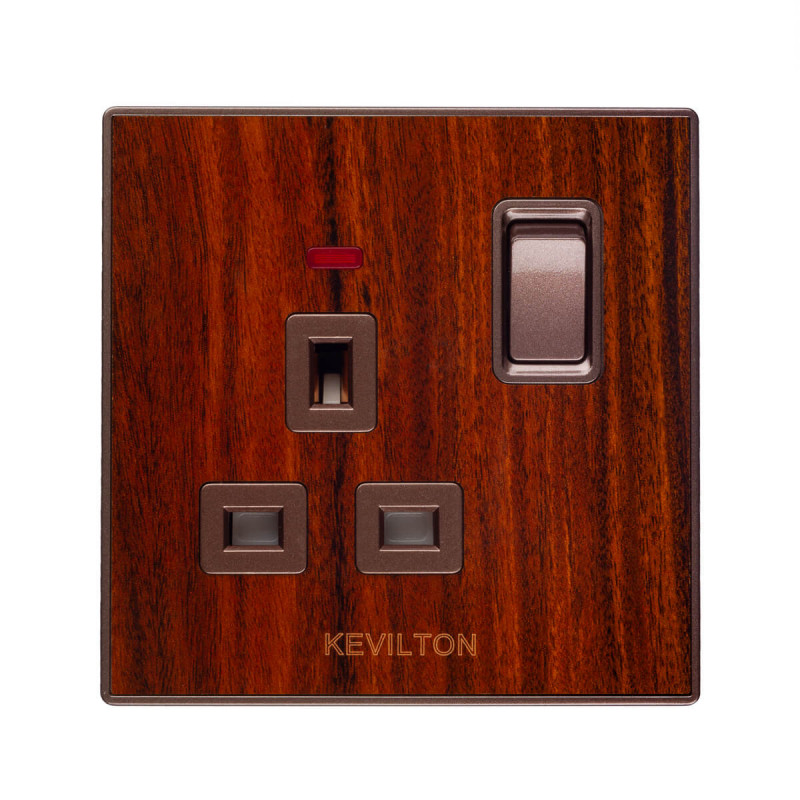 Nature Mahogany 13A Socket Outlet with Indicator - Hardware, Homeware ...