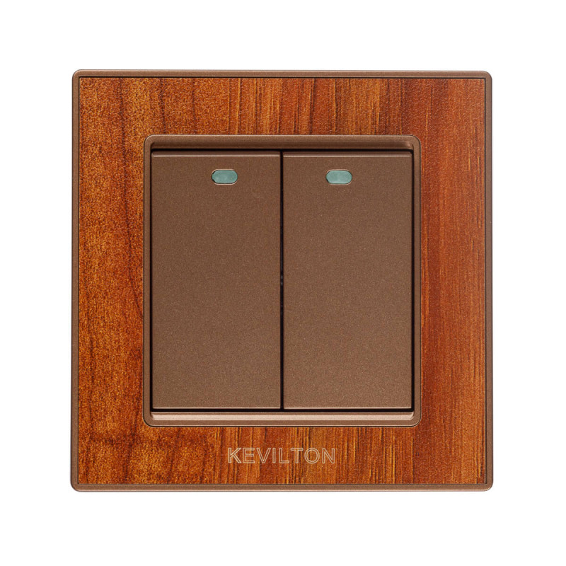 Nature Teak Two Gang Two Way Switch - Hardware, Homeware & Lifestyle