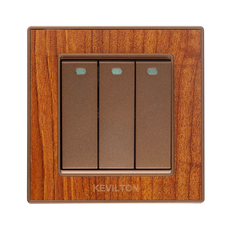 Nature Teak Three Gang Two Way Switch - Hardware, Homeware & Lifestyle