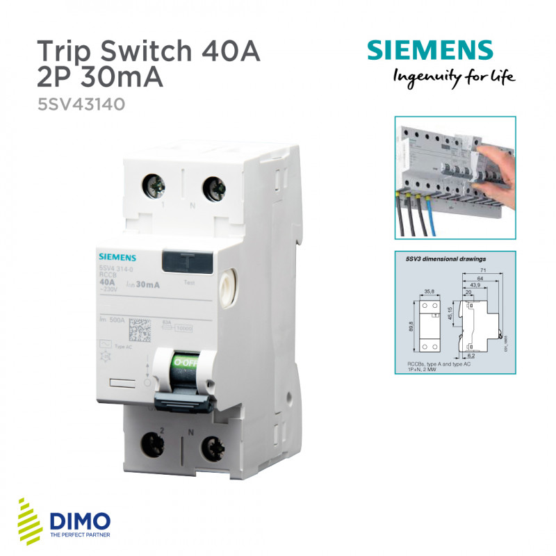 RCCB 2P 40A 30mA - Hardware, Homeware & Lifestyle