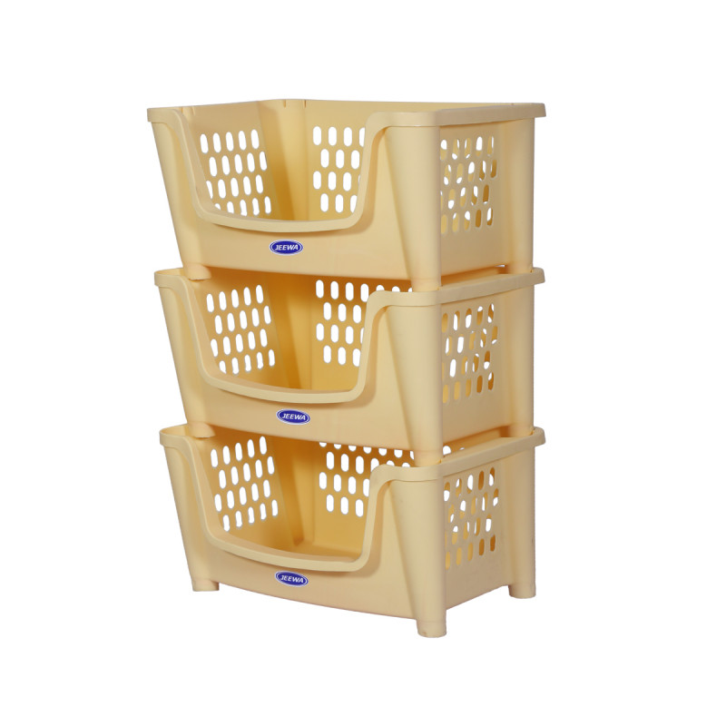 Stacking bin 3pcs - Beige - Hardware, Homeware & Lifestyle