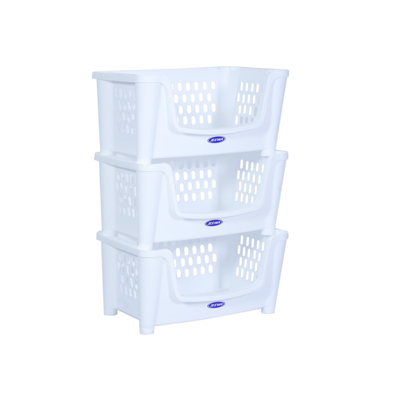 Stacking bin 3pcs - White - Hardware, Homeware & Lifestyle