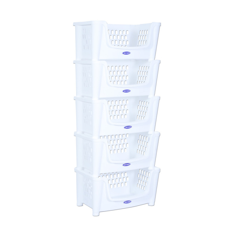 Stacking bin 5pcs - White - Hardware, Homeware & Lifestyle