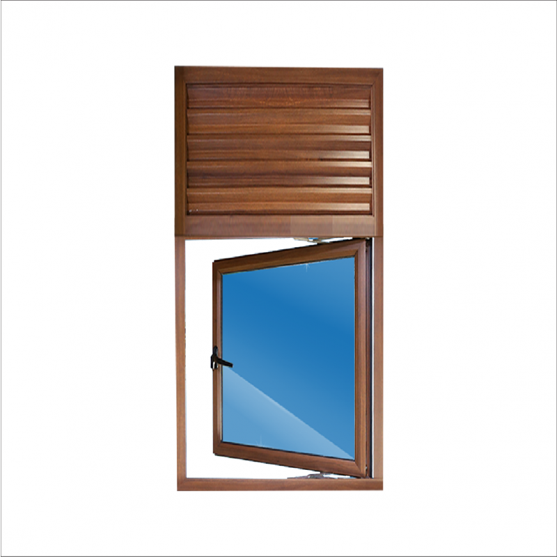 Window Side Open with Louver (Walnut Colour) 450x900mm - Hardware ...