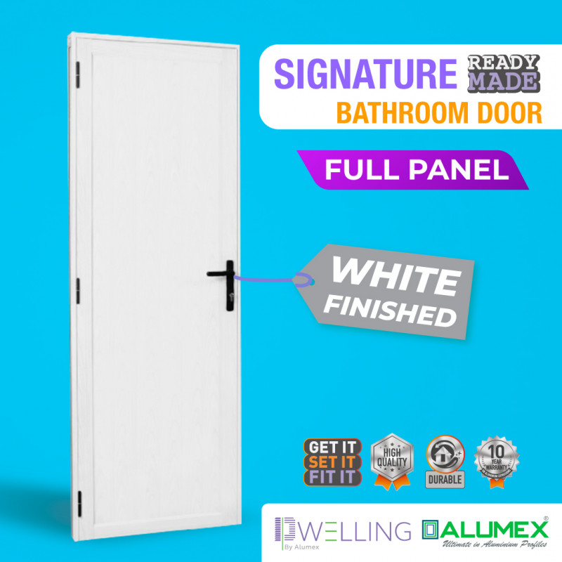 Signature Bathroom Door - Full Panel - White - Right open - Hardware ...