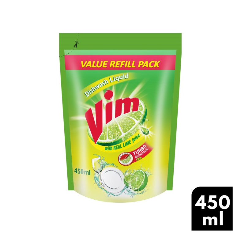 Vim Dishwash Liquid Refill Pouch 450ml - Hardware, Homeware & Lifestyle