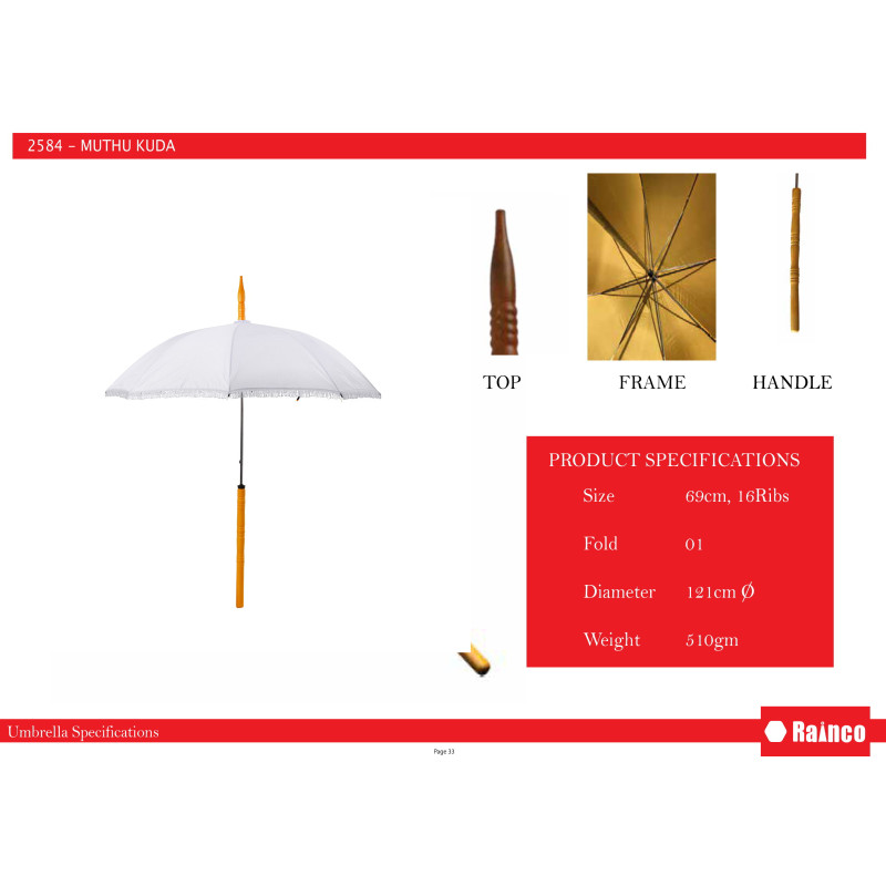 UMBRELLA MUTHU KUDA POLYESTER 27" - Hardware, Homeware & Lifestyle