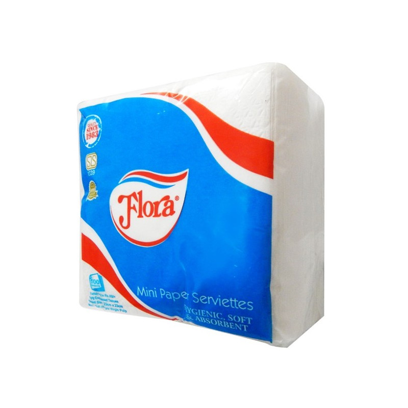 FLORA MINI PAPER SERVIETTE 1PLY 100'S - Hardware, Homeware & Lifestyle