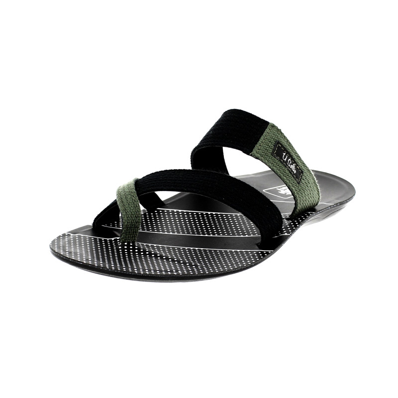 U Softo Men Casual Toe Ring Slippers Black - UA0303 - Hardware ...