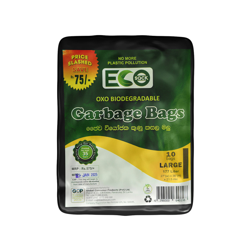 Eco Sack Garbage Bag Large Black - Hardware, Homeware & Lifestyle
